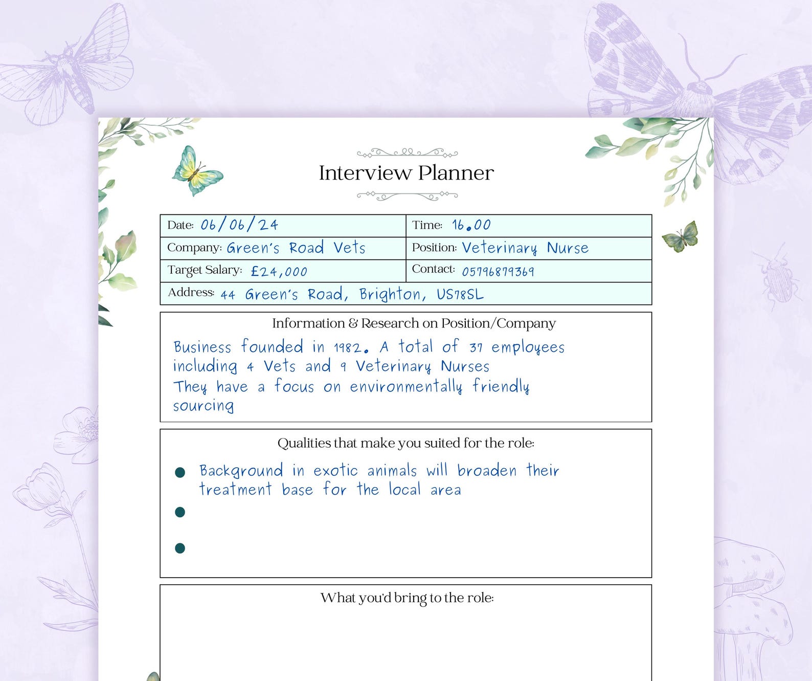Job Interview Planner Printable PDF | Interview Tracker | Interview ...
