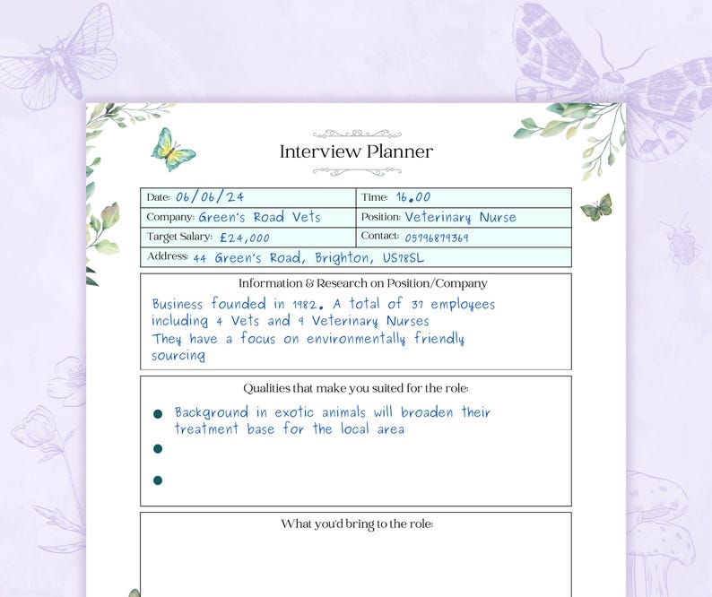 Job Interview Planner Printable PDF | Interview Tracker | Interview ...