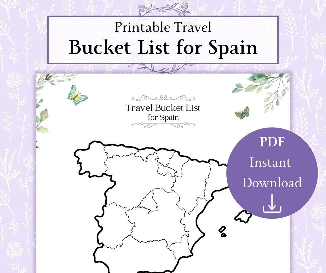 Spain Travel Bucket List Printable PDF | Spanish Map Travel Checklist ...