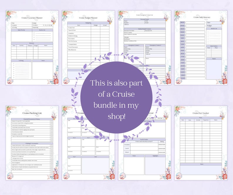 Cruise Excursions Tracker Printable PDF | Port Tracker | Excursion ...