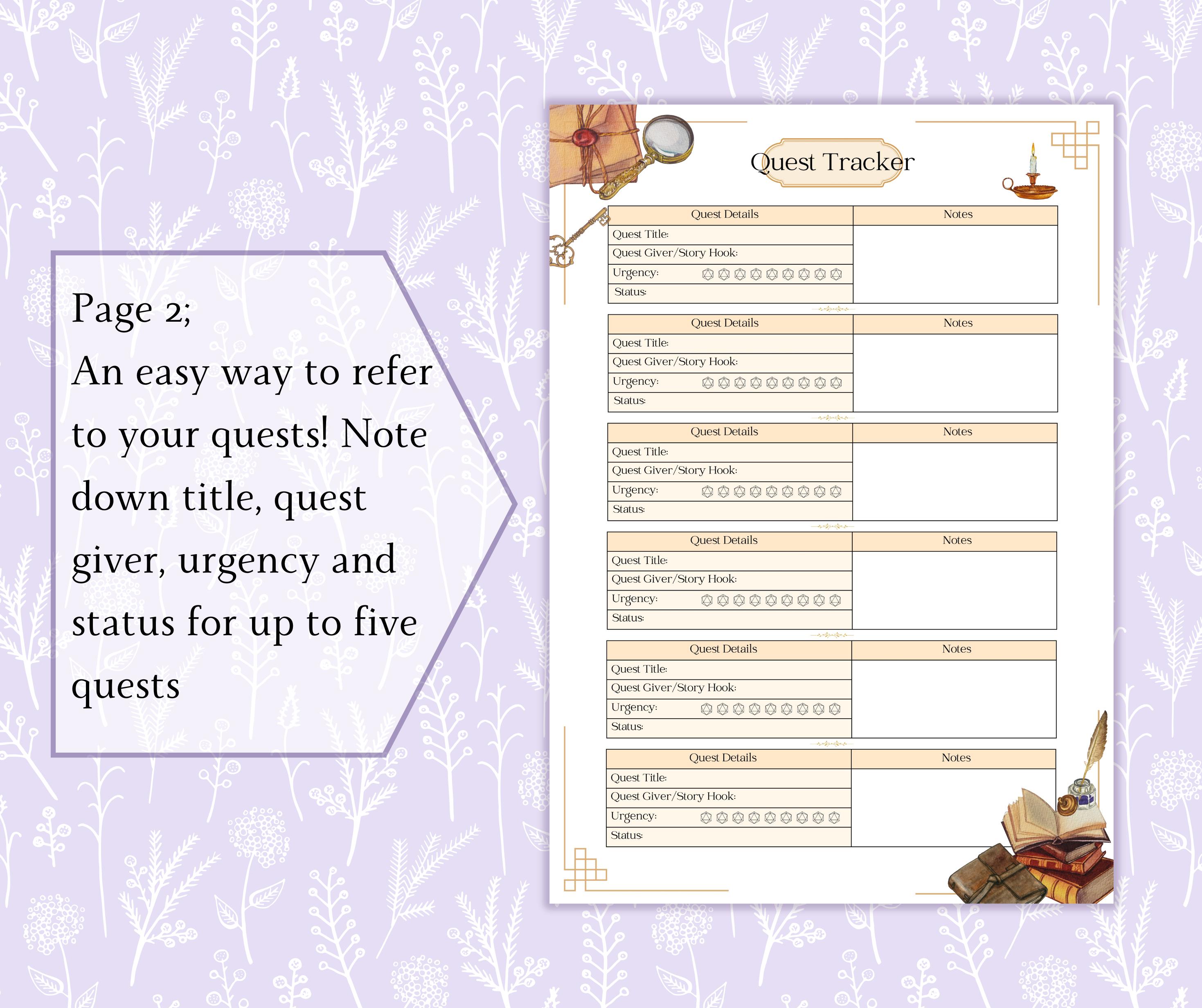 Dnd Quest Log Bundle Printable PDF | DM Quest Planner | Dnd Adventure ...