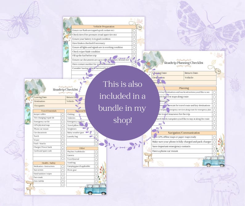 Roadtrip Packing Checklist Printable PDF | Roadtrip Essentials Travel ...