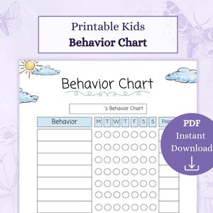 Behavior Chart Printable PDF Behavior Log Classroom Behavior Good ...