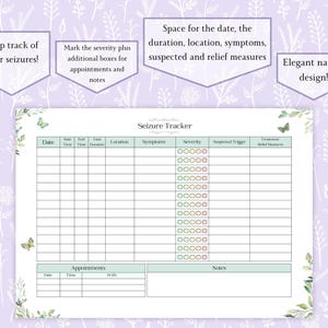 Seizure Tracker Printable PDF | Epilepsy Log | Seizure Log | Medical ...