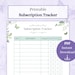Subscription Tracker Printable PDF | Membership Tracker | Expense Log ...