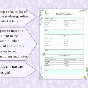 Parent Contact Log Printable PDF | Parent Teacher Log | Communication ...