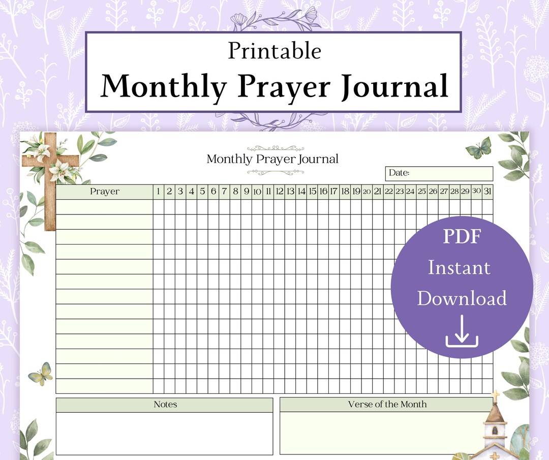 Monthly Prayer Journal Printable PDF | Monthly Devotionals | Prayer ...