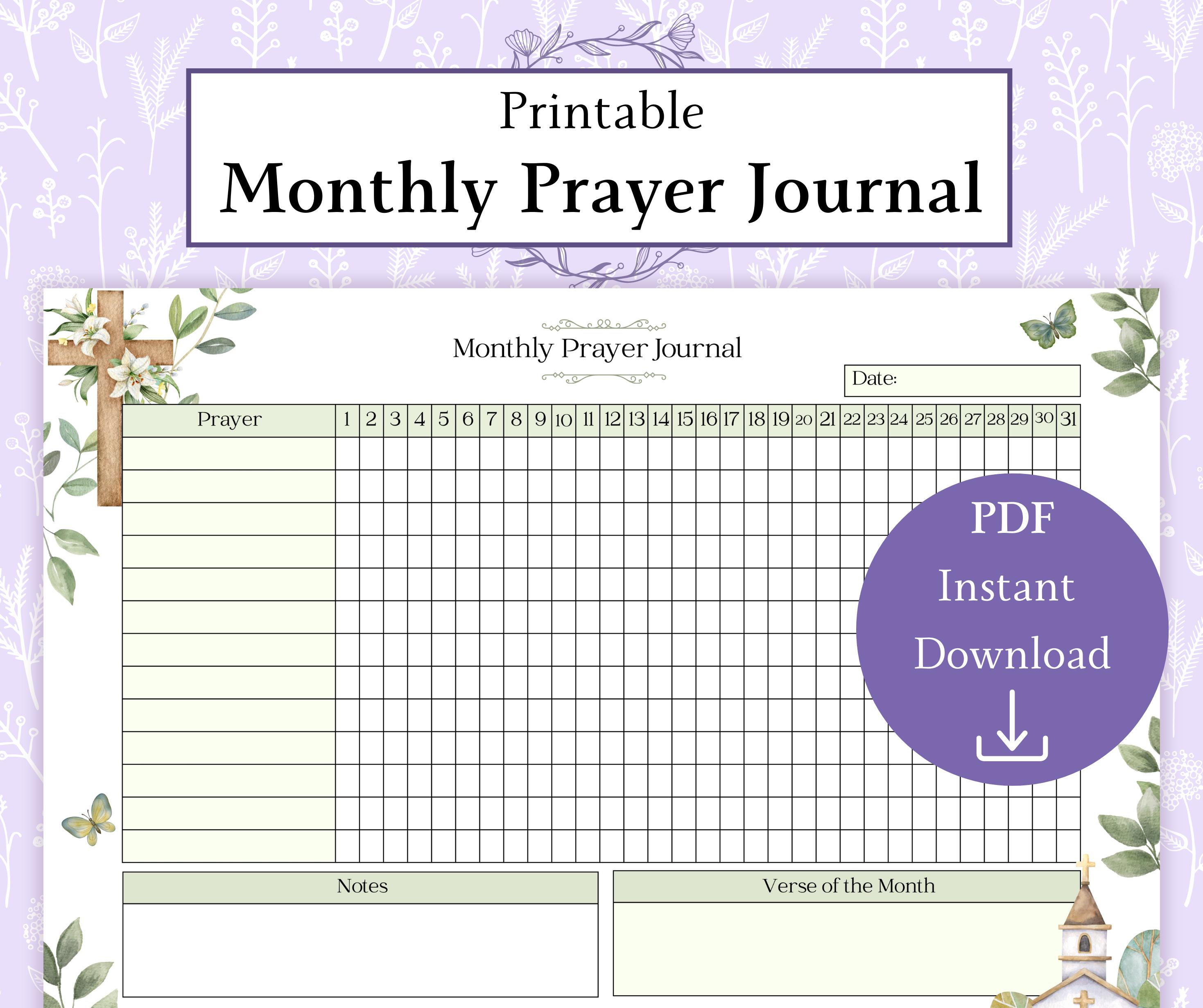 Monthly Prayer Journal Printable PDF | Monthly Devotionals | Prayer ...