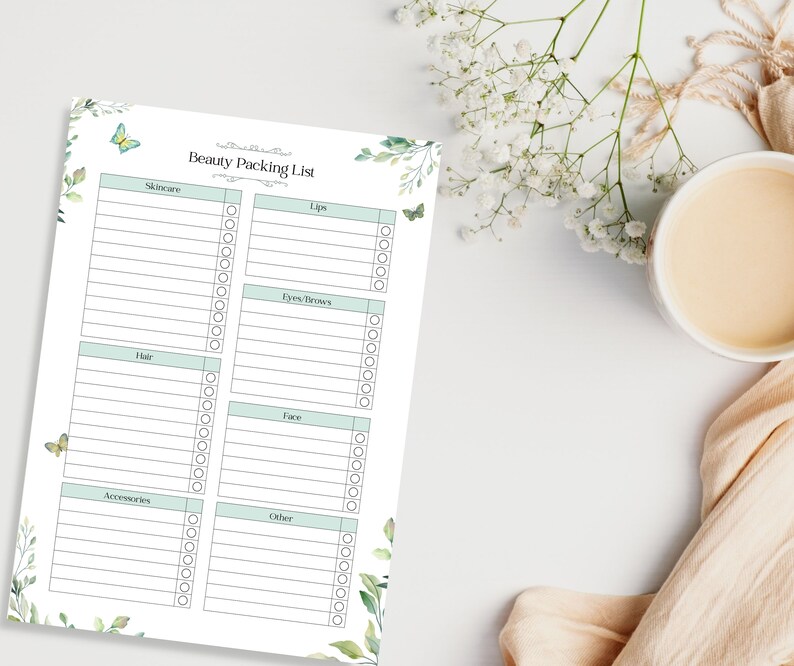 Beauty Packing List Printable PDF | Makeup Packing List | Beauty Travel ...