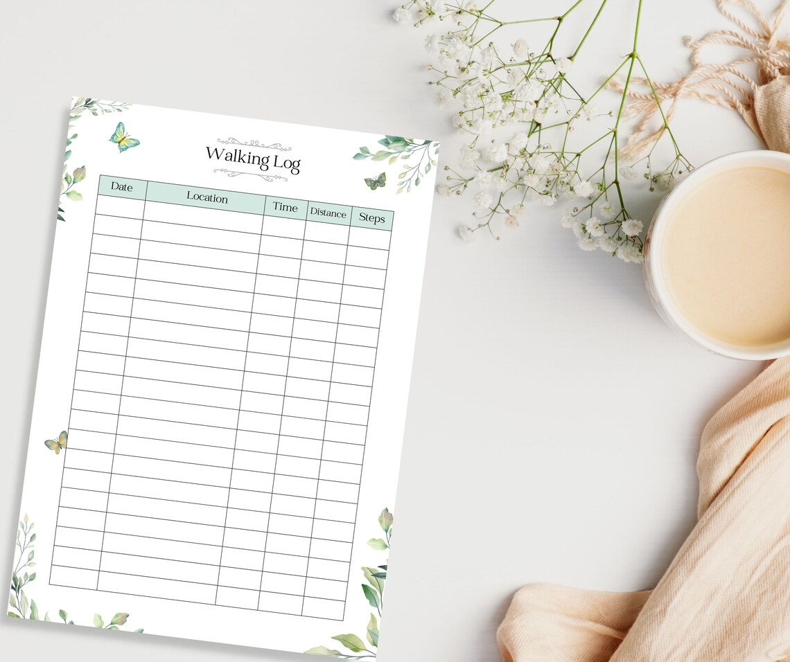 Walking Log Printable PDF | Walking Diary | Hiking Journal | Steps ...