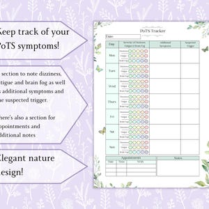 Pots Syndrome Tracker Printable PDF | Symptom Journal | Medical Tracker ...