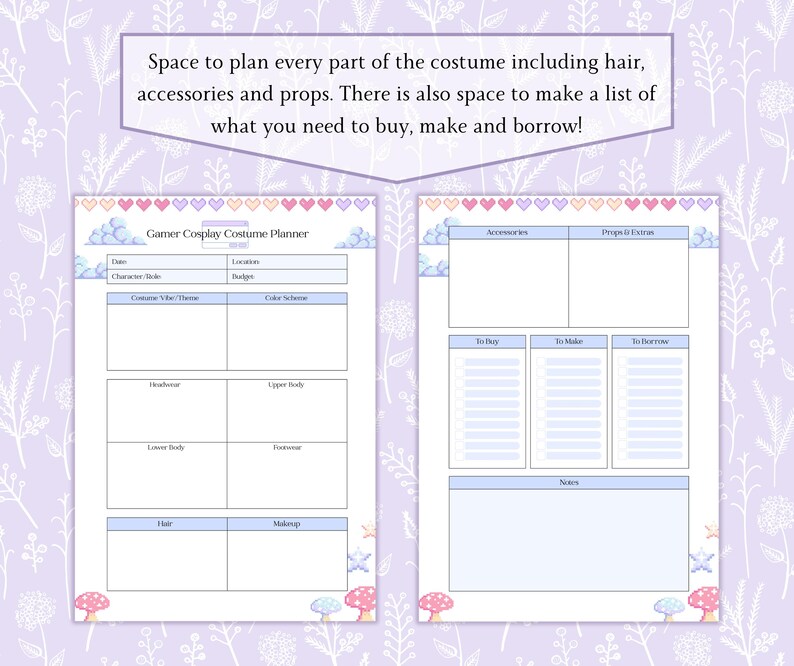 Gamer Cosplay Planner Printable PDF, Cosplay Costume Planner, Gamer ...