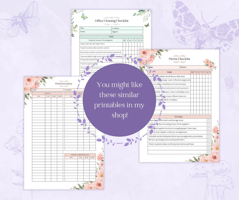 Florist Sales Tracker Printable PDF | Florist Order Tracker | Flower ...