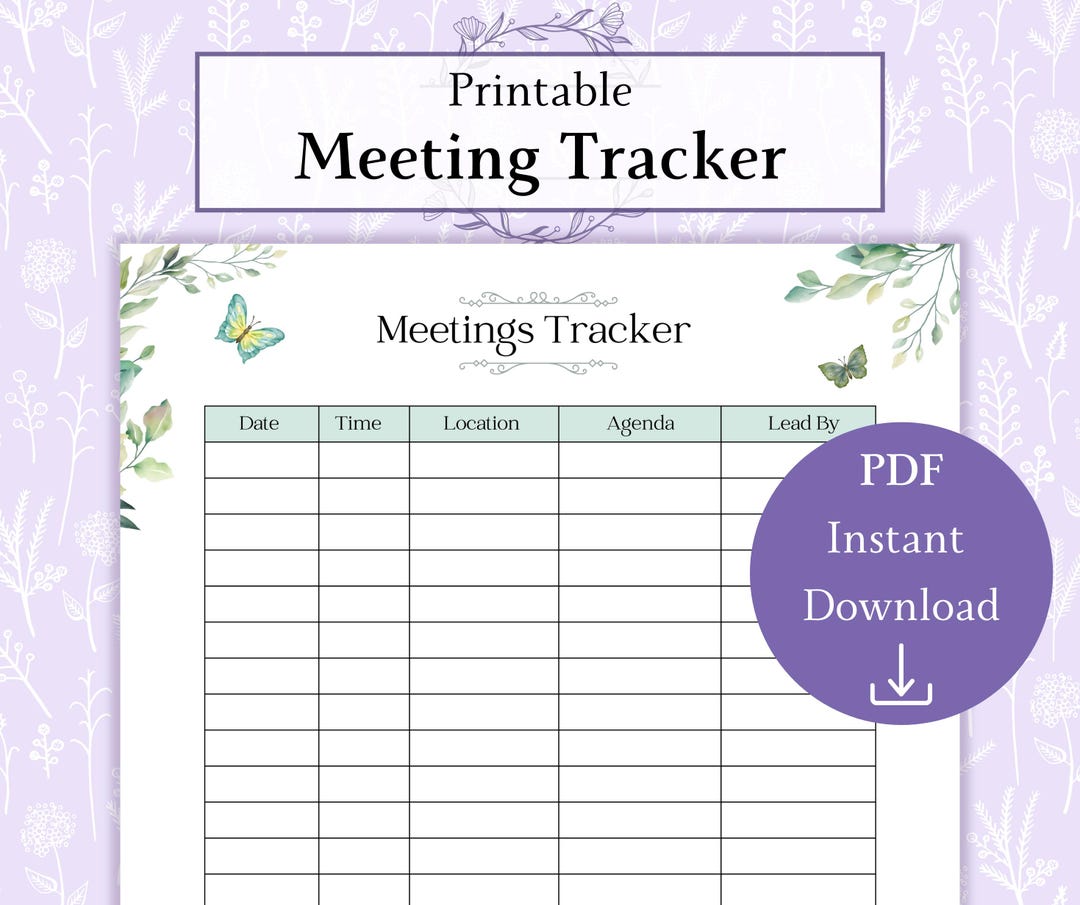 Meeting Tracker Printable PDF | Meeting Log | Communication Log | Staff ...
