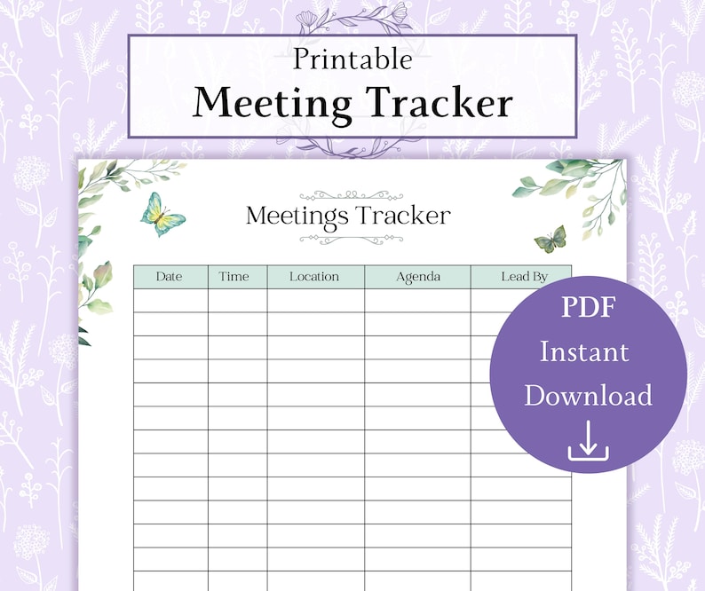 Meeting Tracker Printable PDF | Meeting Log | Communication Log | Staff ...