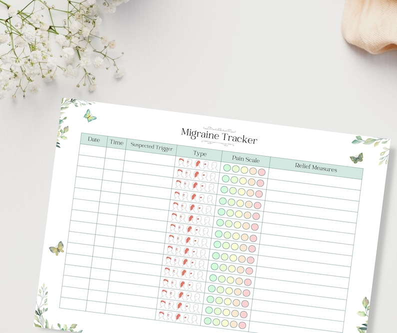 Migraine Tracker Printable PDF | Headache Diary | Migraine Journal ...