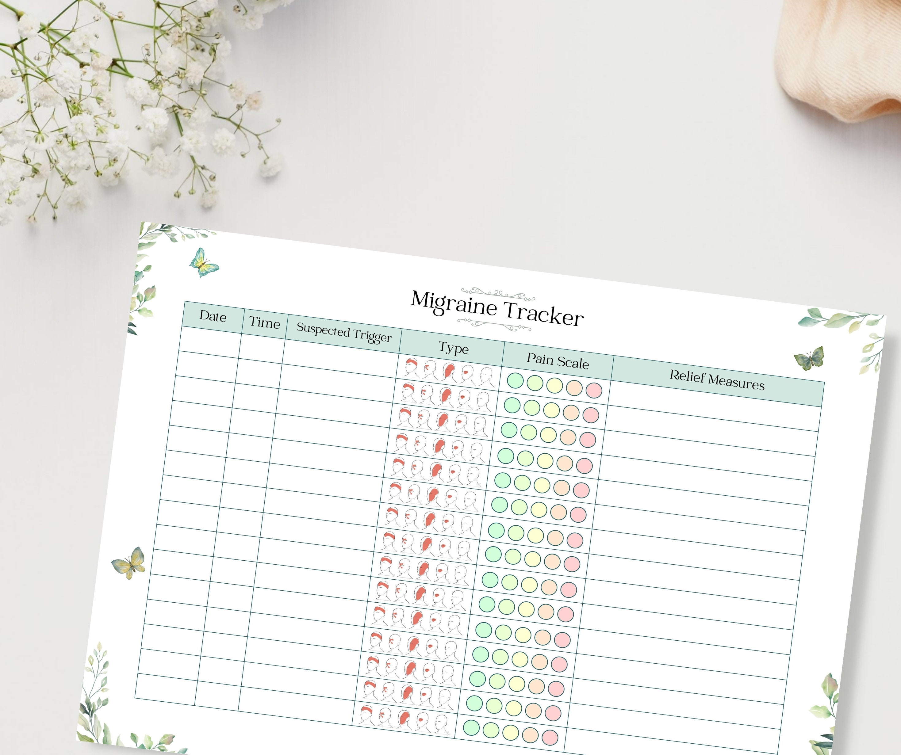 Migraine Tracker Printable PDF | Headache Diary | Migraine Journal ...