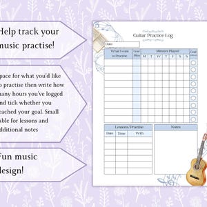Guitar Practice Chart Printable PDF | Weekly Practice Log | Guitar ...