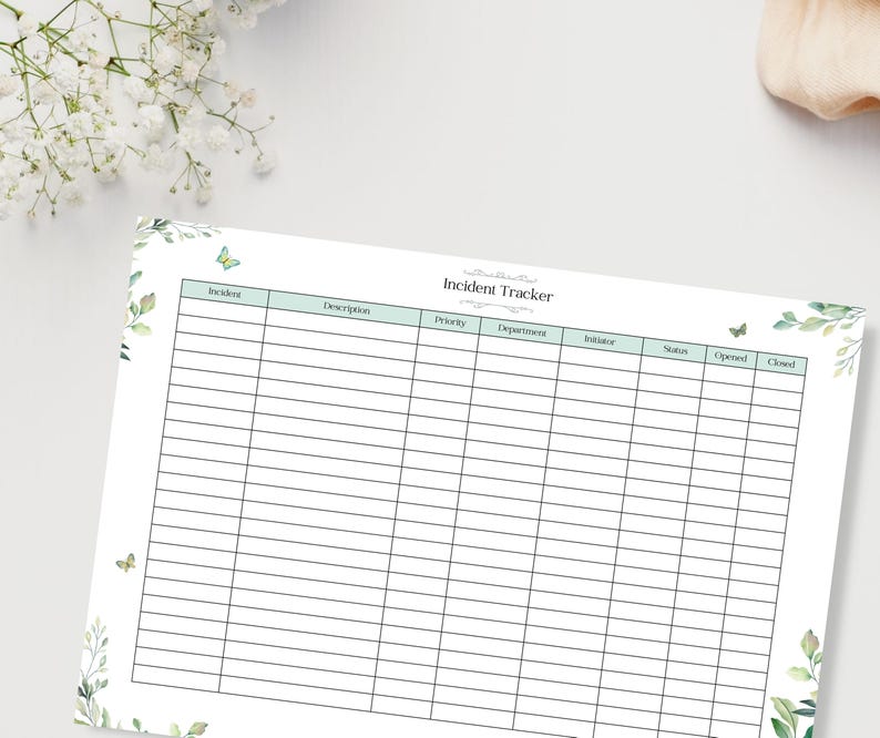 Incident Tracker Printable PDF | Incident Management | Incident Log ...