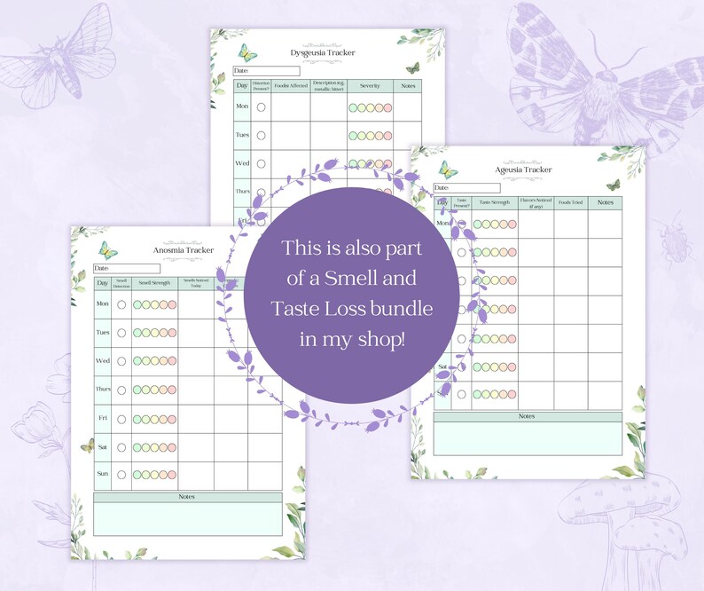 Anosmia Tracker Printable PDF | Loss of Smell Log | Weekly Smell ...
