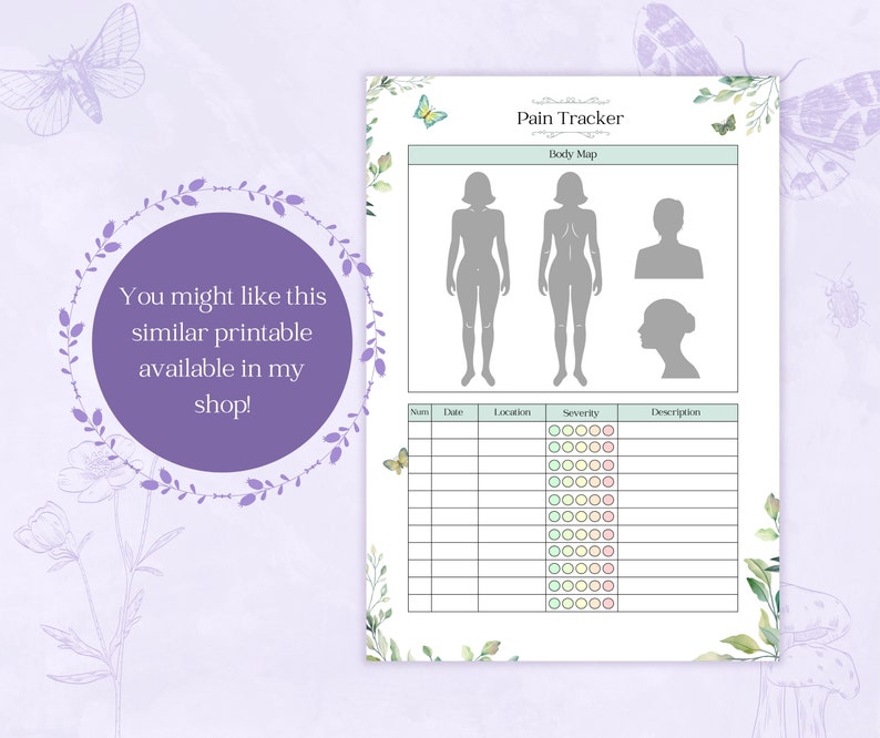 Dermatillomania Tracker Printable PDF | Skin Picking Chart ...