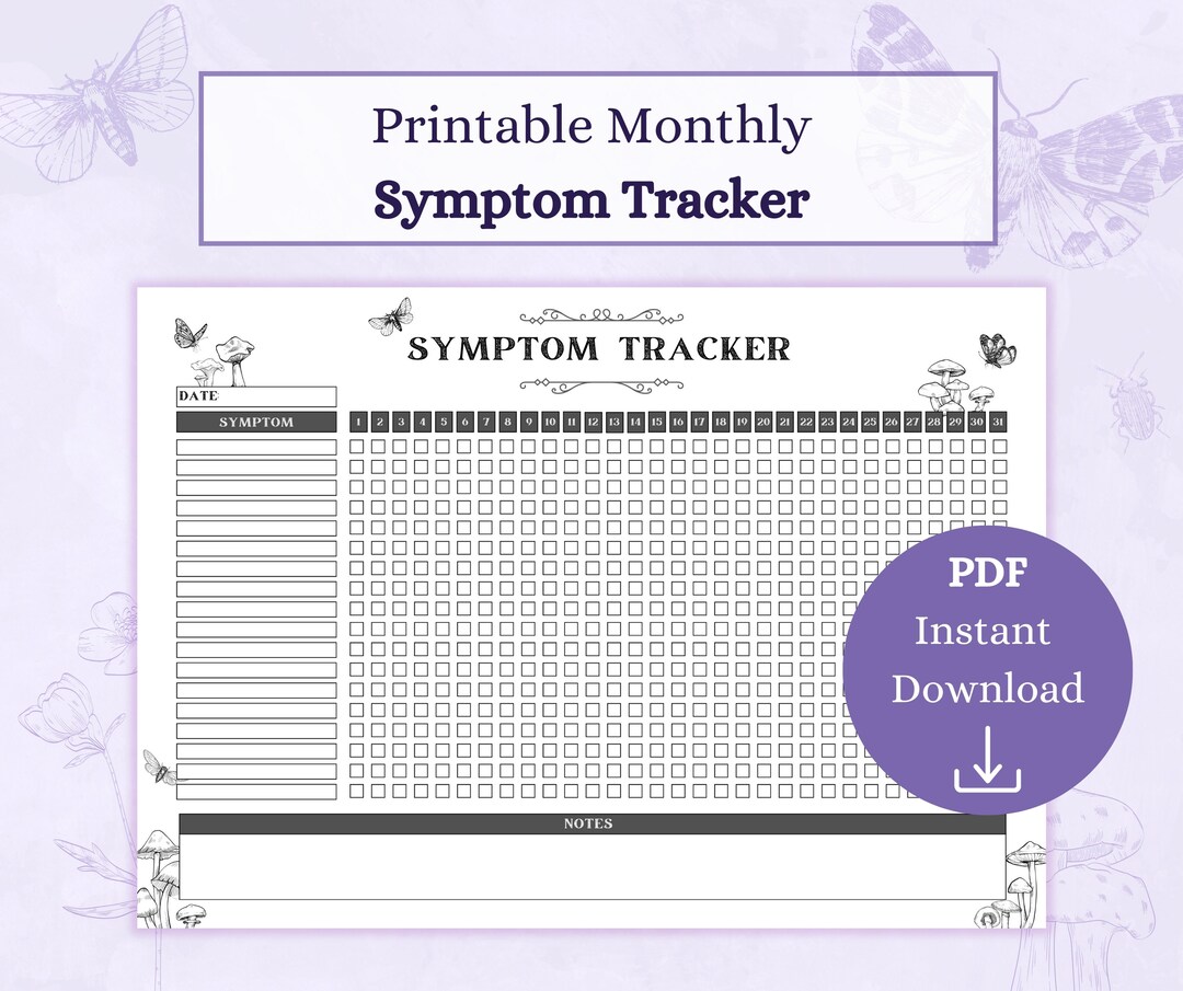 Symptom Tracker Printable Landscape PDF | Illness Tracker | Medical ...