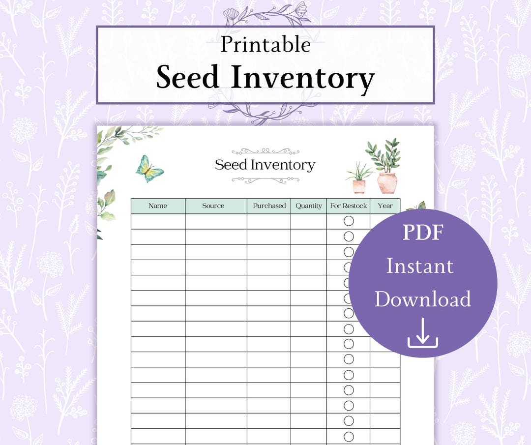 Seed Inventory Sheet Printable PDF | Seed Inventory Printables | Plant ...