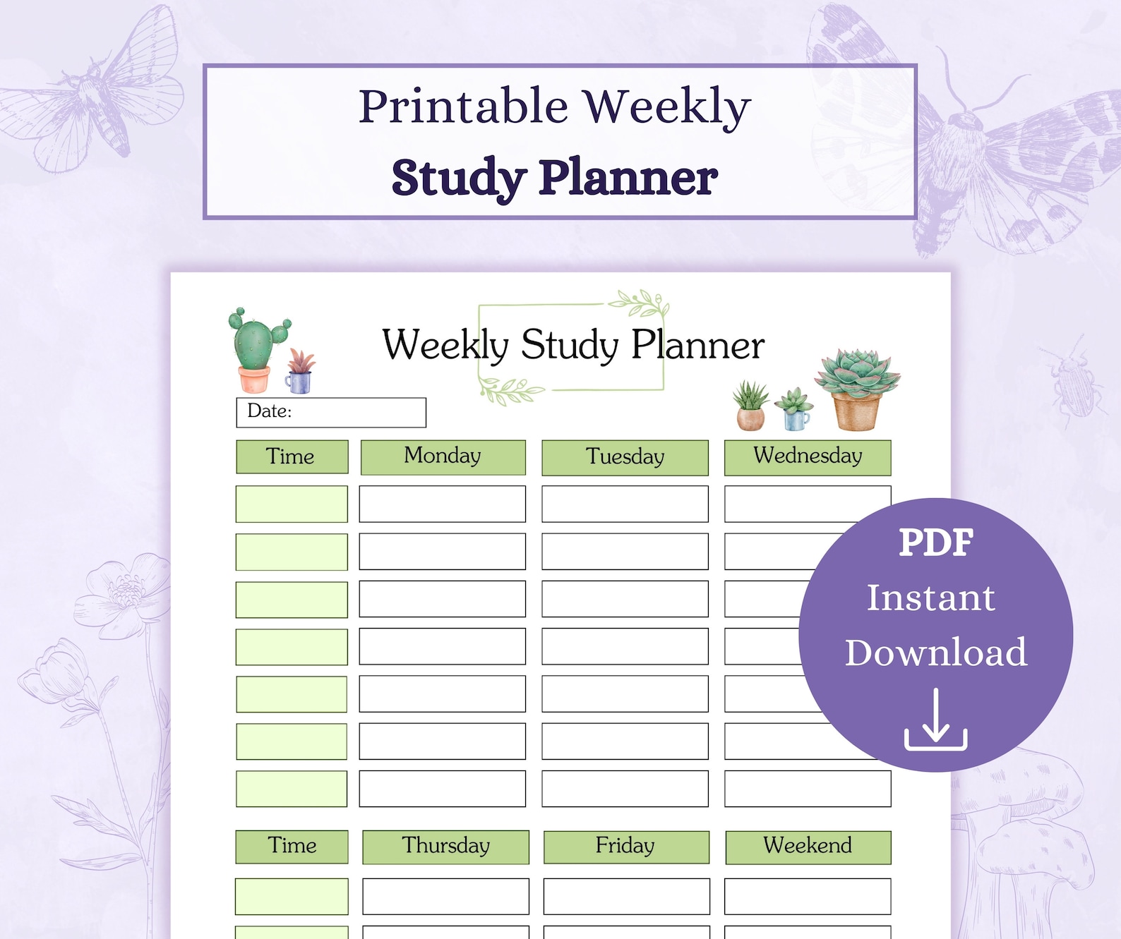 Weekly Study Planner Printable PDF | Revision Timetable | Revision ...