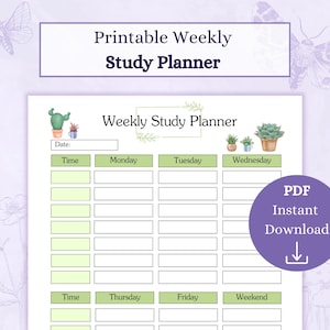 Weekly Study Planner Printable PDF | Revision Timetable | Revision ...