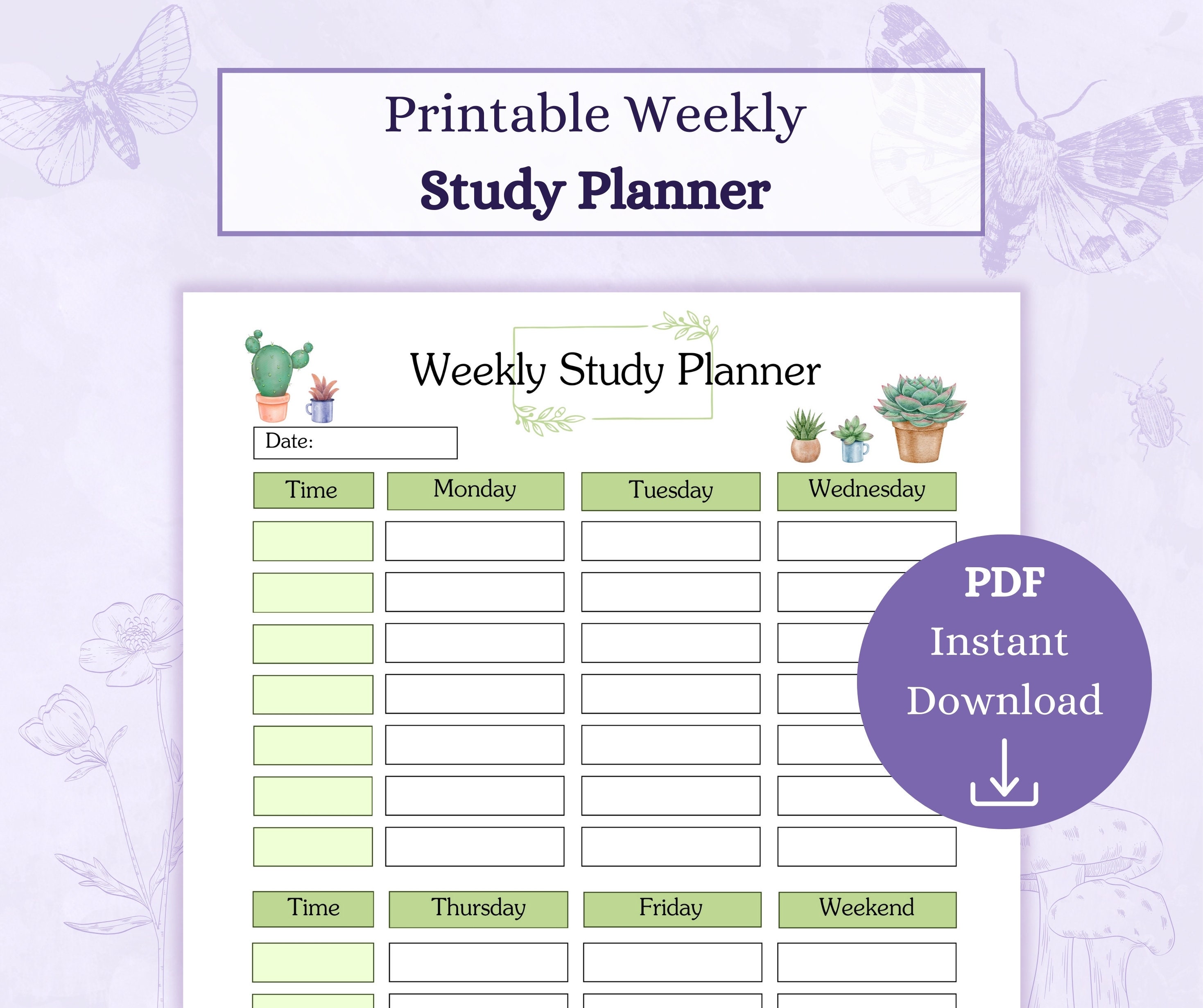 Weekly Study Planner Printable PDF | Revision Timetable | Revision ...