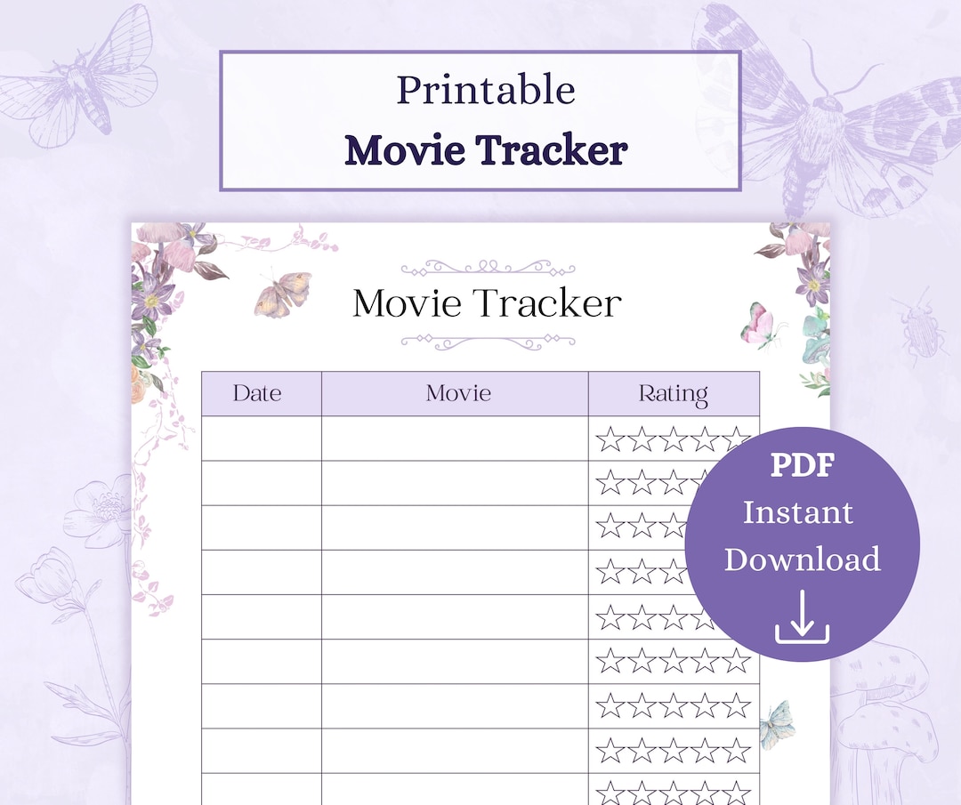 Movie Tracker Printable PDF | Movie Critic | Movie Night | Movie Review ...