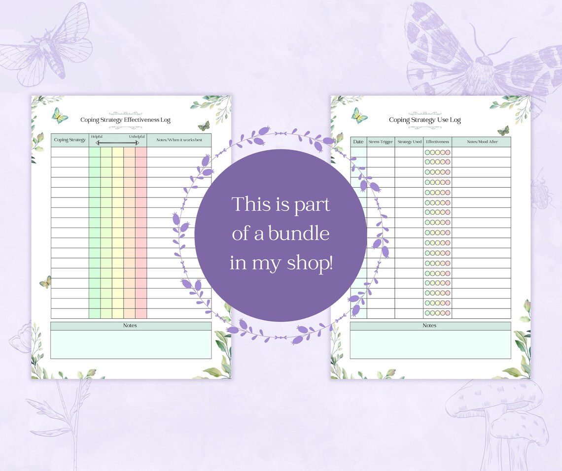 Coping Strategies Log Printable PDF | Coping Skills Use Chart | Coping ...