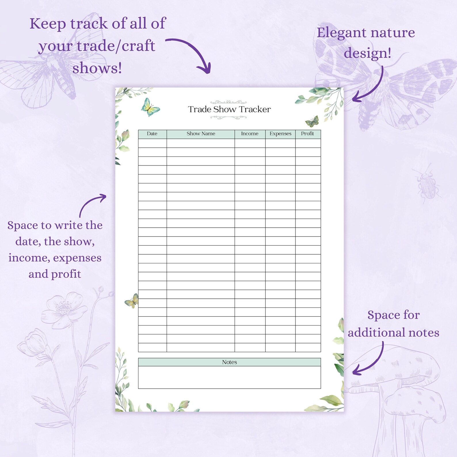 Trade Show Tracker Bundle Printable PDF | Craft Fair Tracker | Trade ...