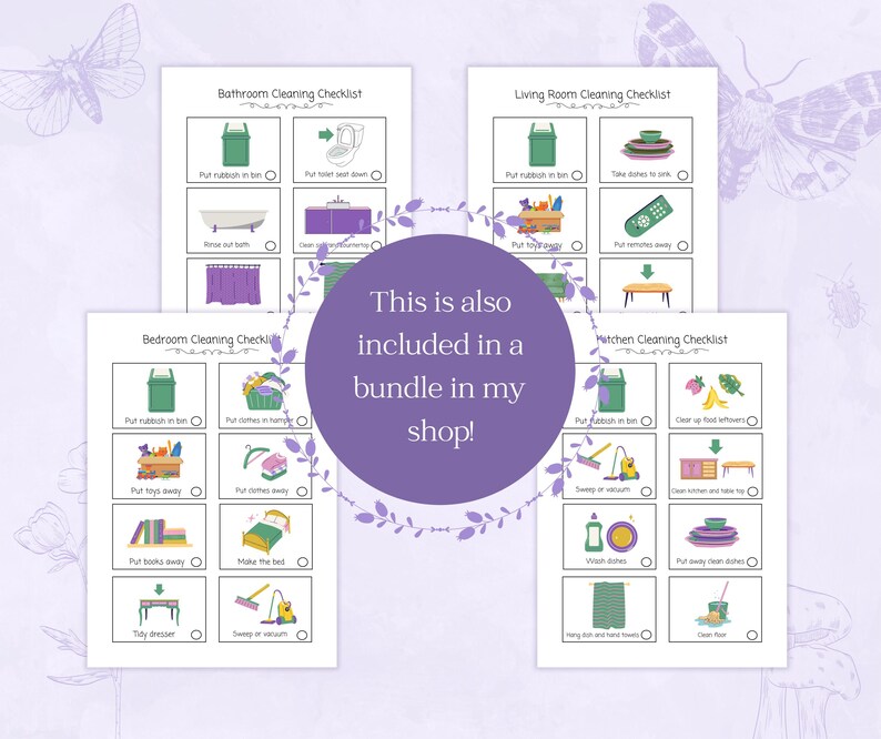 Kitchen Picture Chore Chart for Kids Printable PDF | Kitchen Cleaning ...