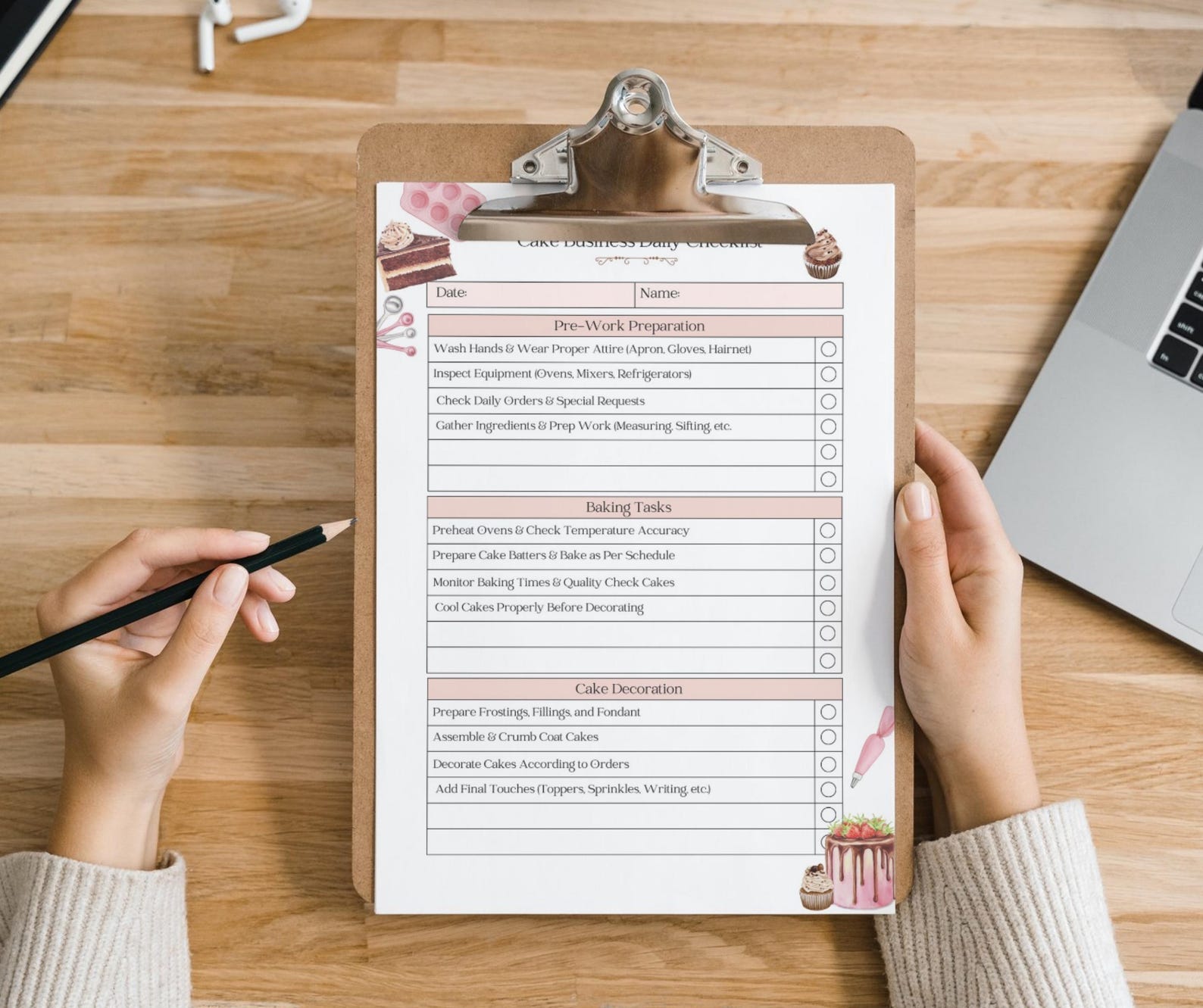 Cake Maker Checklist Printable PDF | Bakery Checklist | Cake Business ...