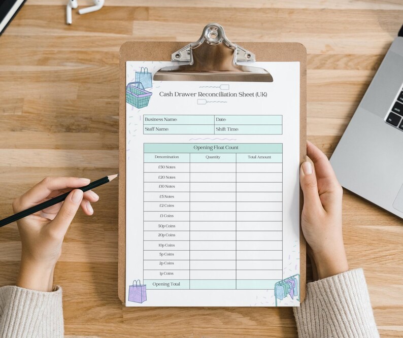 Cash Drawer Reconciliation Sheet Printable PDF | Cash Drawer Sheet ...