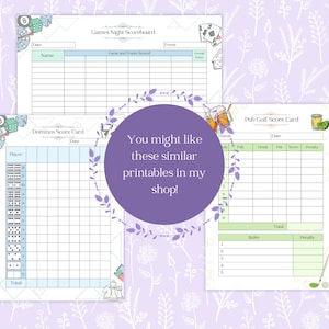 Games Scoreboard Printable PDF | Games Ranking | Board Game Party Sheet ...