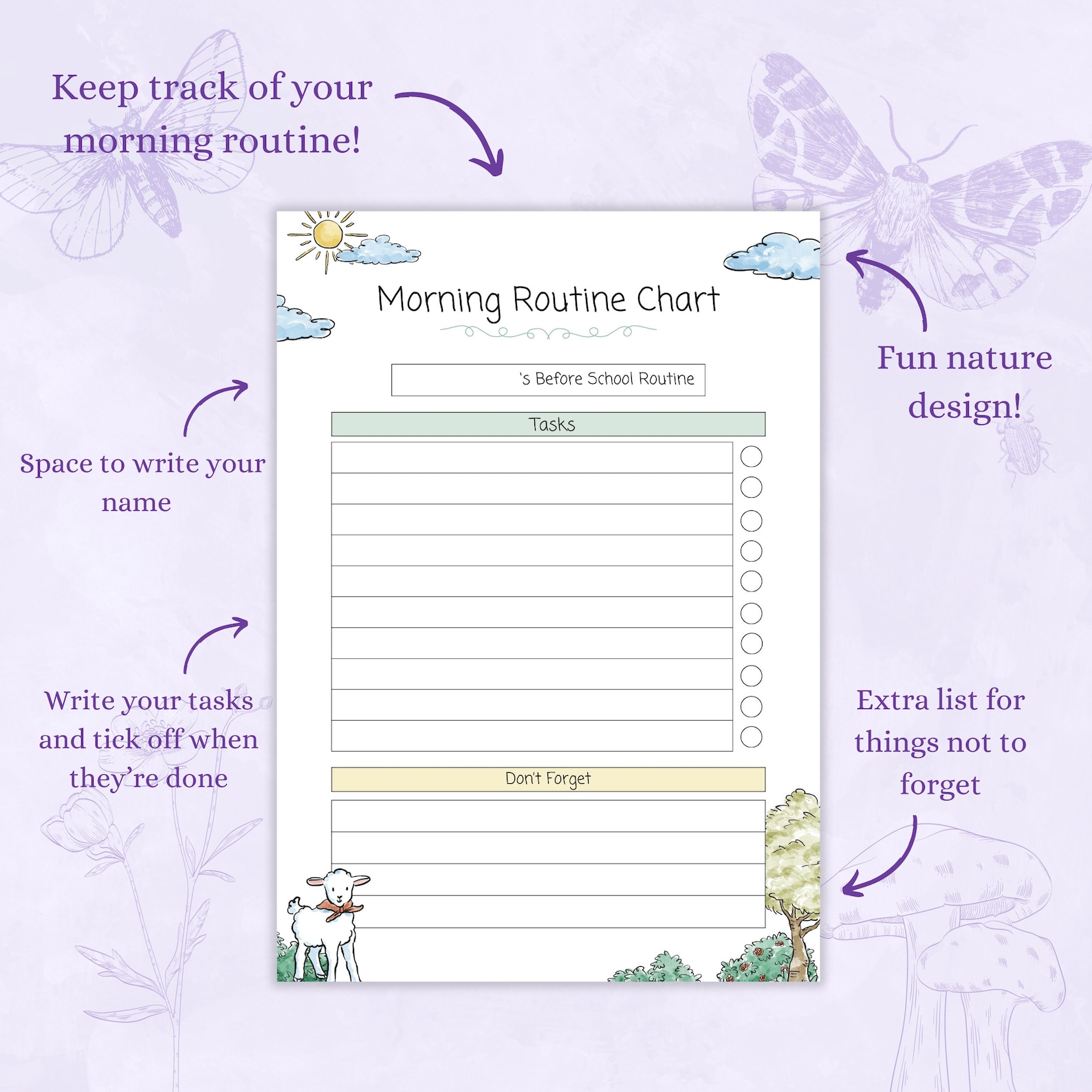 Morning Routine Chart for Kids Printable PDF | Before School Routine ...