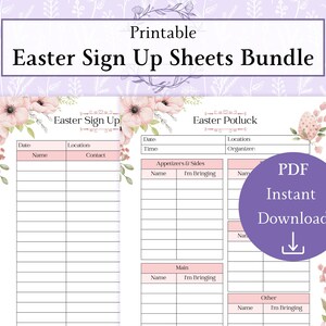 Easter Sign up Bundle Printable PDF | Easter Potluck Form | Sign up ...
