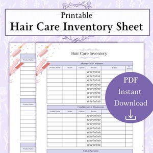 Hair Salon Inventory List Printable PDF | Beauty Inventory Control ...