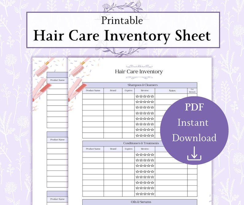 Hair Salon Inventory List Printable PDF | Beauty Inventory Control ...