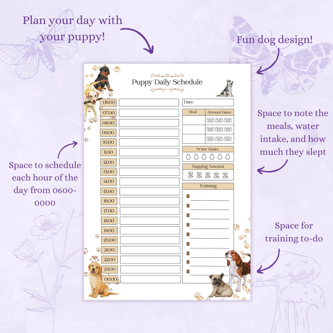 Puppy Daily Schedule Printable PDF | Puppy Schedule Planner | Doggy ...