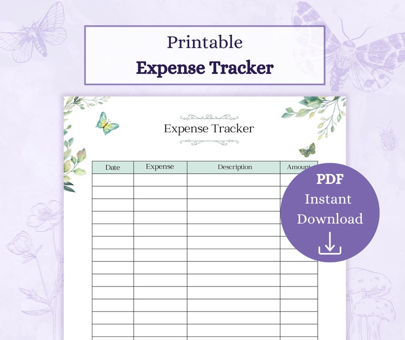 Expense Tracker Printable PDF | Spending Log | Spending Tracker ...
