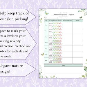 Dermatillomania Tracker Printable PDF | Skin Picking Chart ...