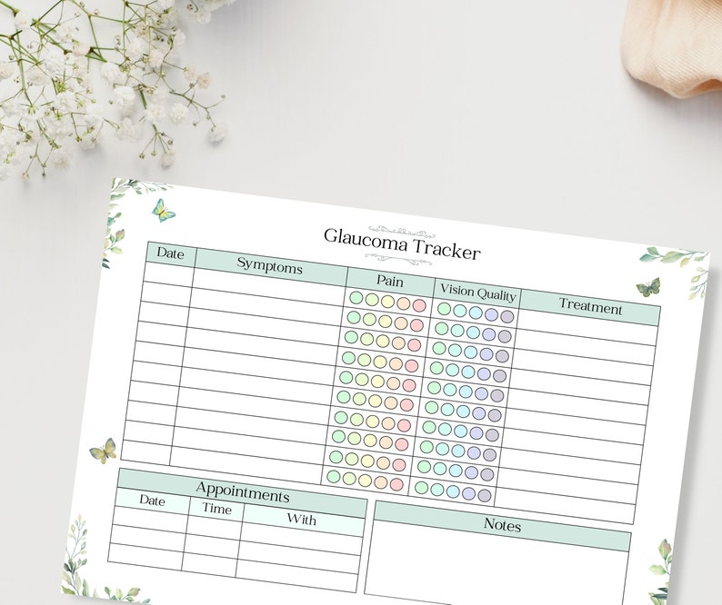 Glaucoma Tracker Printable PDF | Symptom Tracker | Eye Sight Log ...