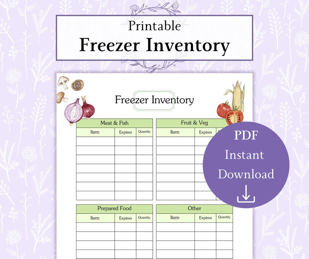 Freezer Inventory Printable PDF | Freezer Log | Kitchen Restock | Food ...
