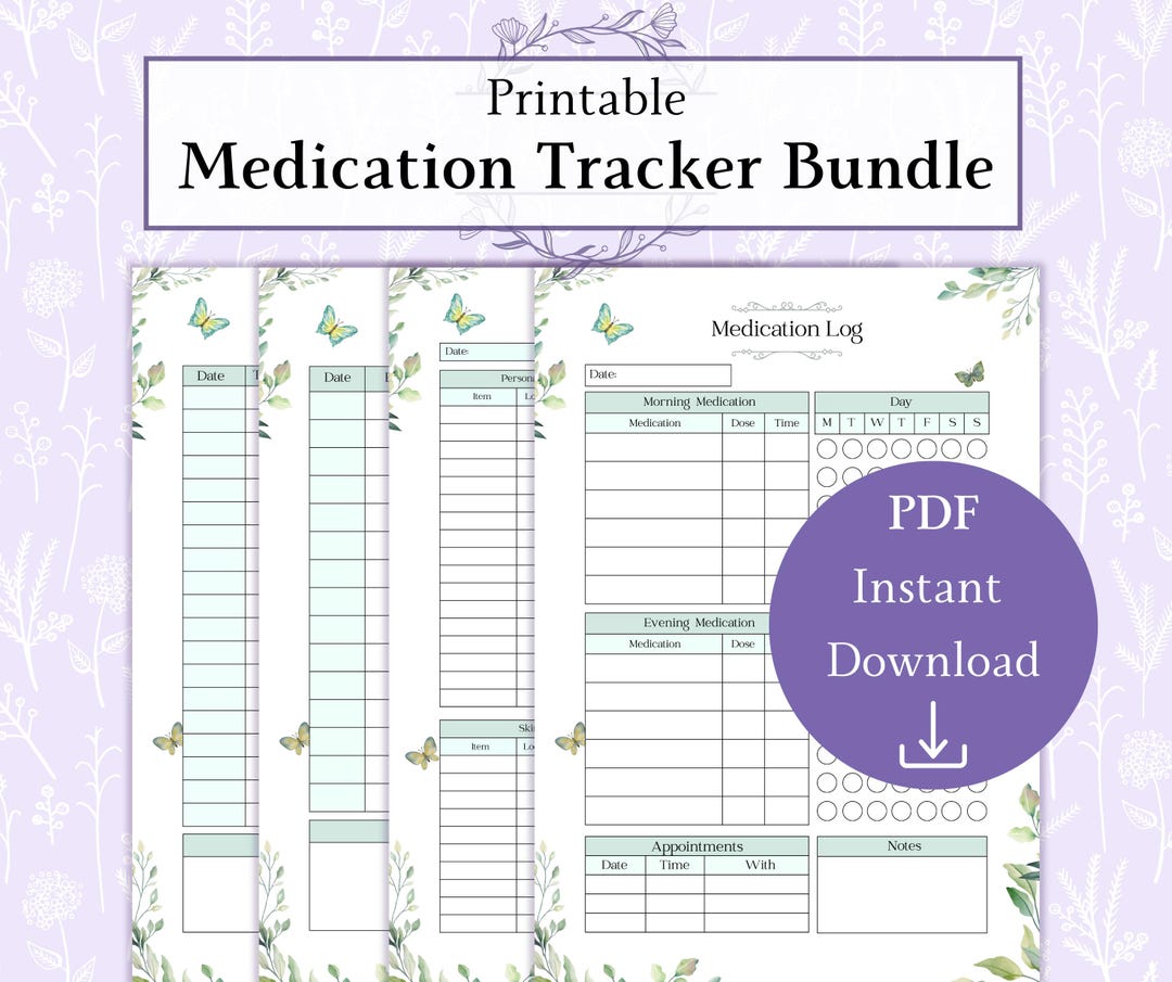 Medication Tracker Bundle Printable PDF | Weekly Medication Chart ...