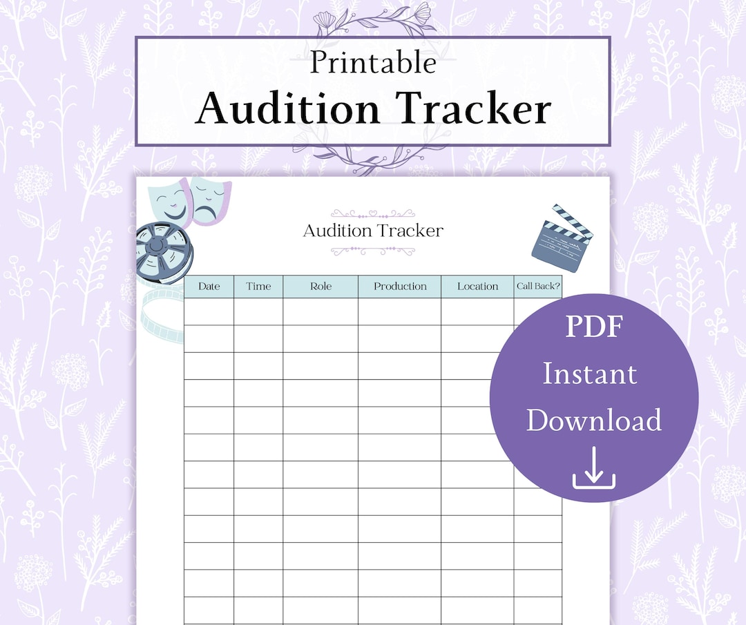 Audition Tracker Printable PDF | Audition List | Audition Log | Actor ...