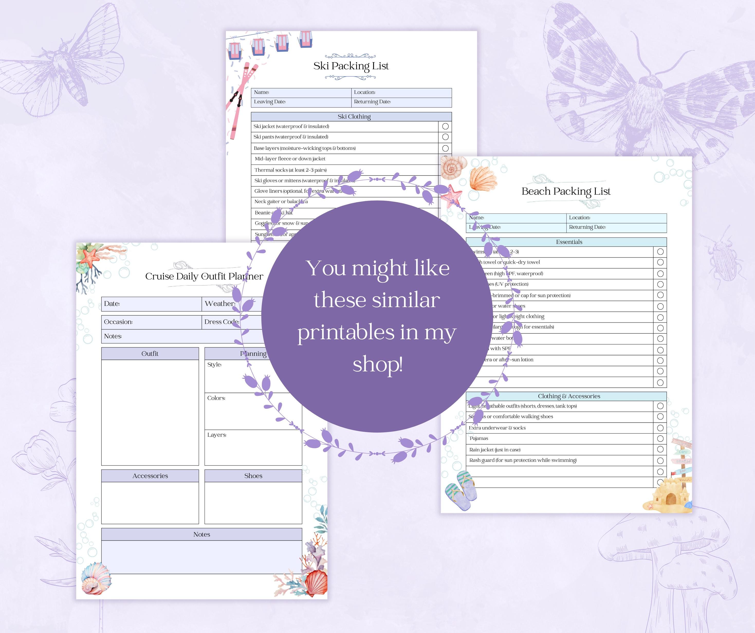 Carry on Checklist Printable PDF | Travel Packing List | Flight Packing ...
