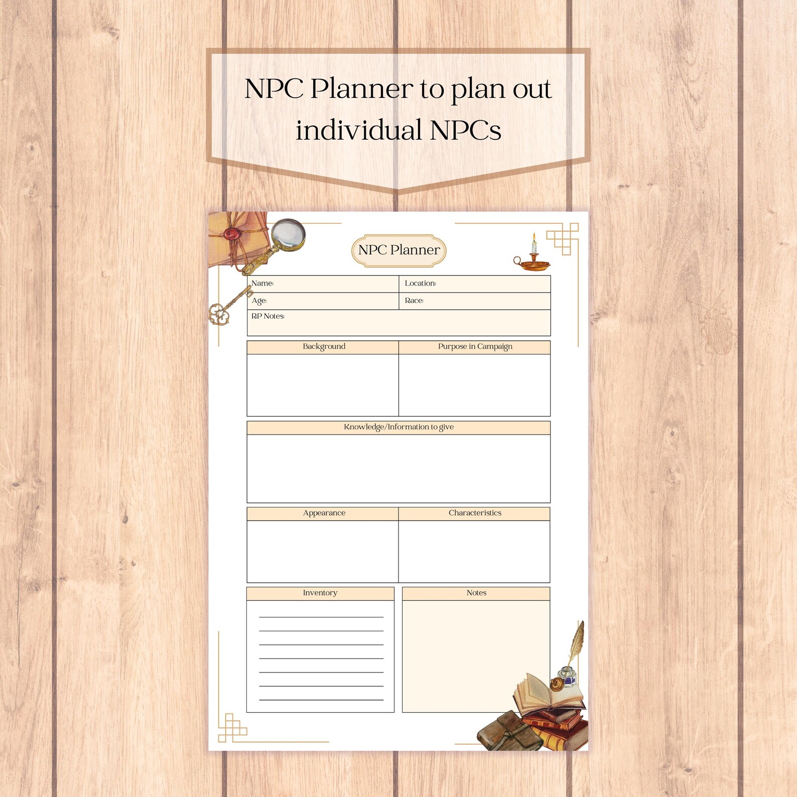 Dnd NPC Tracker Bundle Printable PDF | NPC Planner | Dnd Character ...